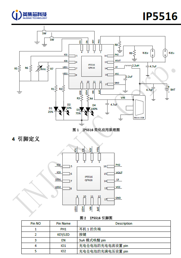 英集芯 IP5516集成MCU的TWS耳机充电仓管理SOC -深圳市科瑞芯电子有限公司